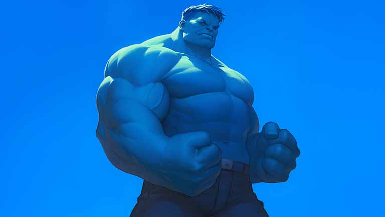 Marvel Comics Blue Hulk Furious Power Desktop Wallpaper 4K