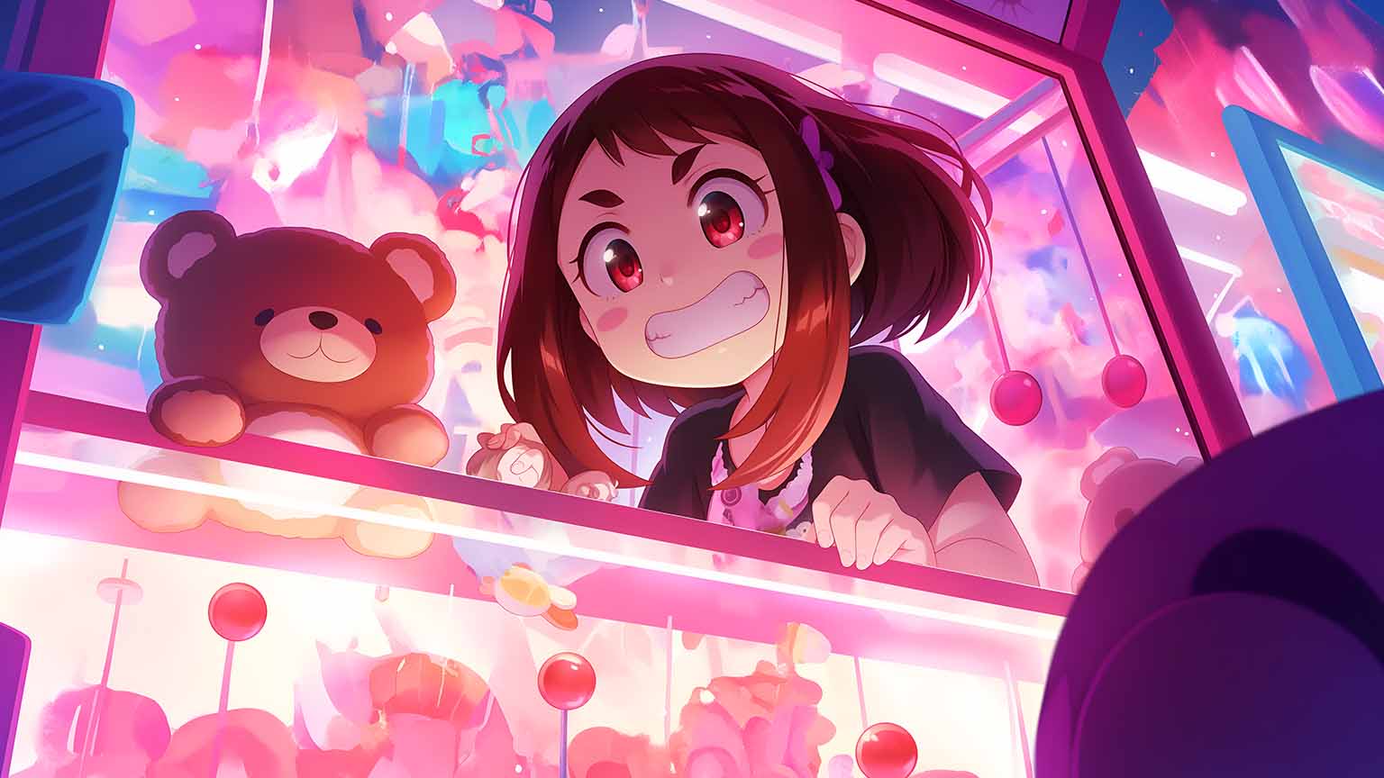 MHA Ochaco Uraraka Floating Claw Machine Desktop Wallpaper