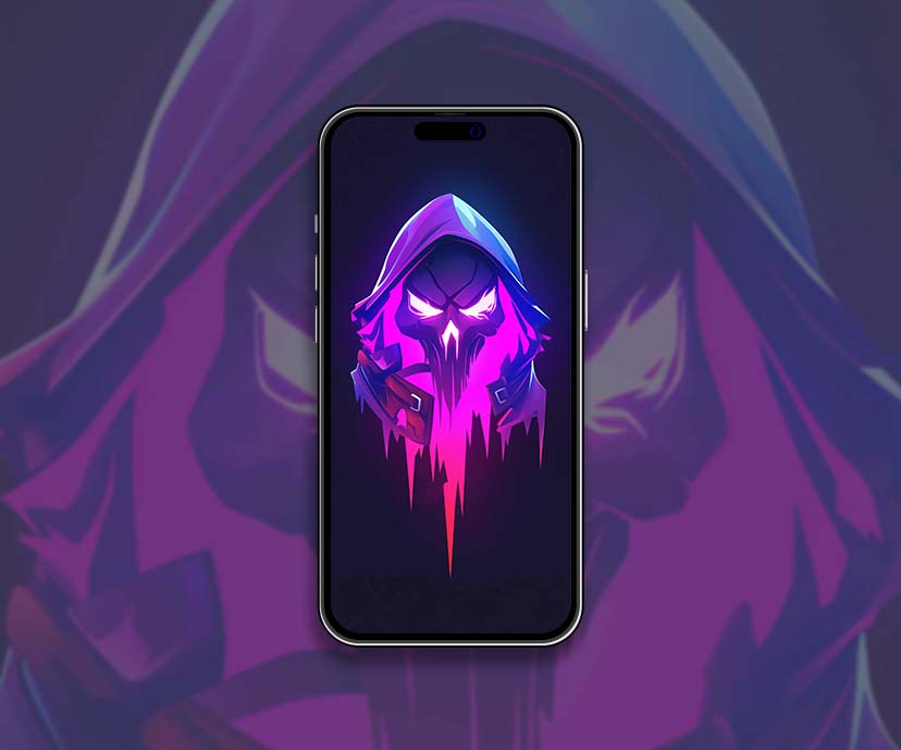 Neon Reaper Hooded Skull Gaming Wallpapers - Phone Wallpapers