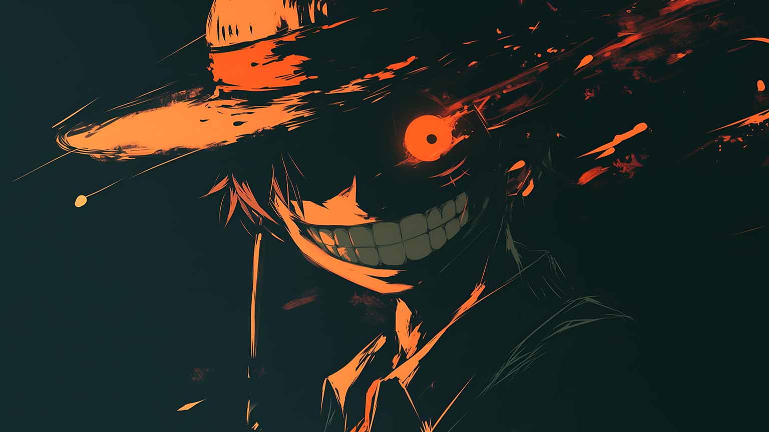 One Piece Luffy Dark Grin Shadow Figure Desktop Wallpaper