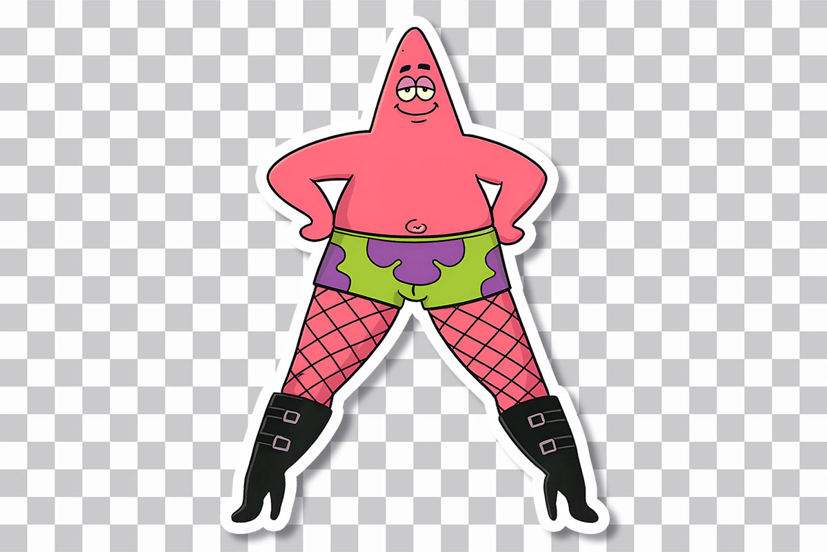 Patrick Fishnet Boots Meme Sticker PNG - Free Download - Wallpapers Clan