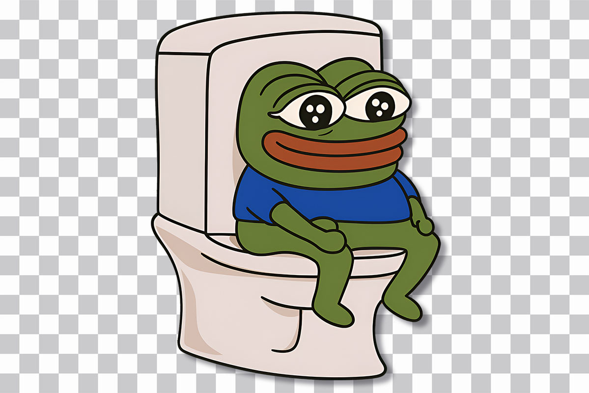 Pepe Toilet Cute Meme Sticker - Adorable Pepe Meme Sticker PNG