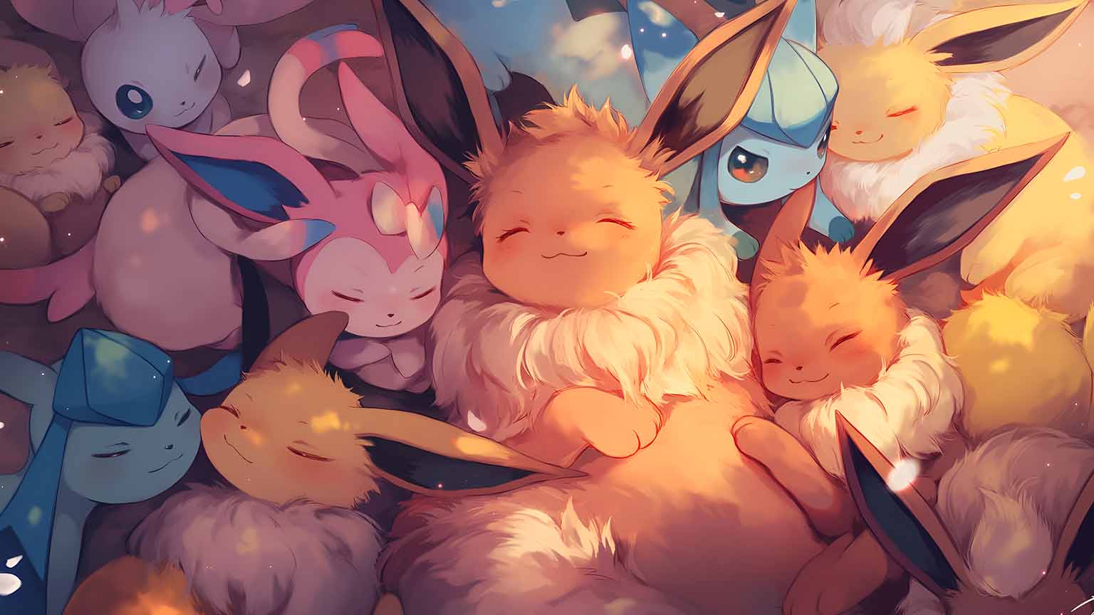 Pokemon Eevee and Evolutions Dreamy Sleep Desktop Wallpaper