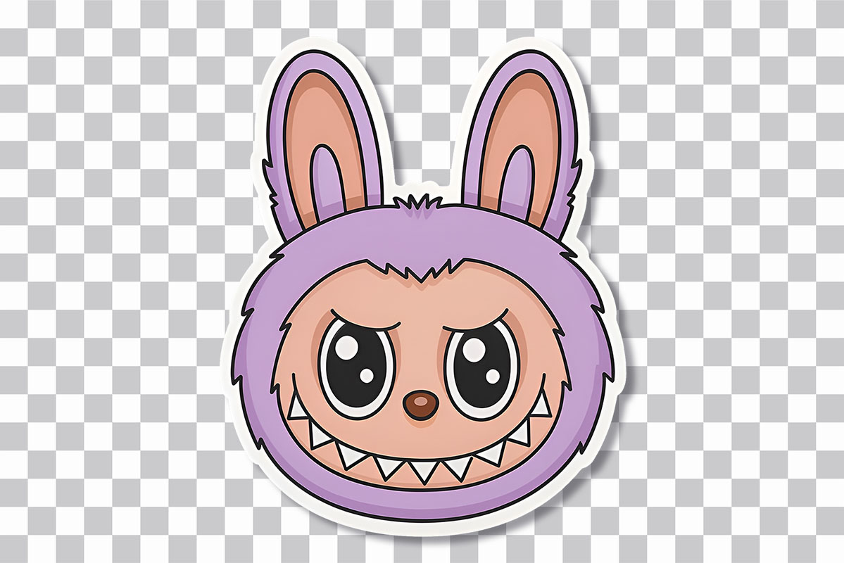 Purple Labubu Head Sticker - Wallpapers Clan
