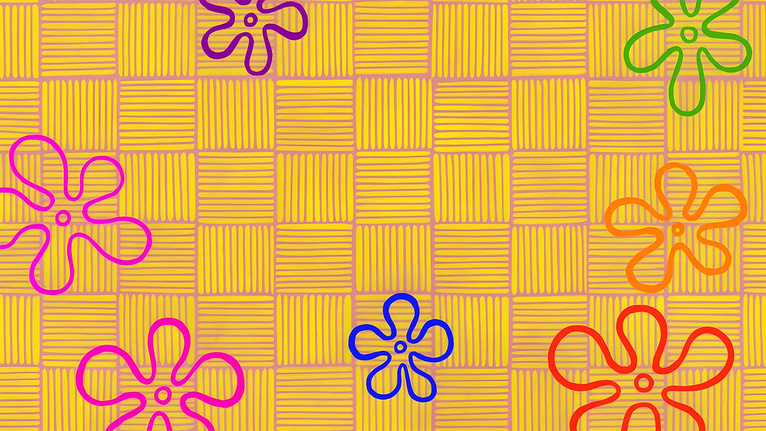 SpongeBob Flower Pattern Background Desktop Wallpaper 4K