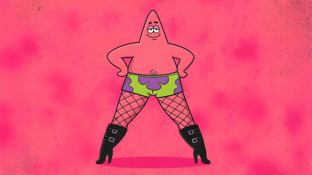 Patrick Star Fishnet Stockings Meme Desktop Wallpaper 4K