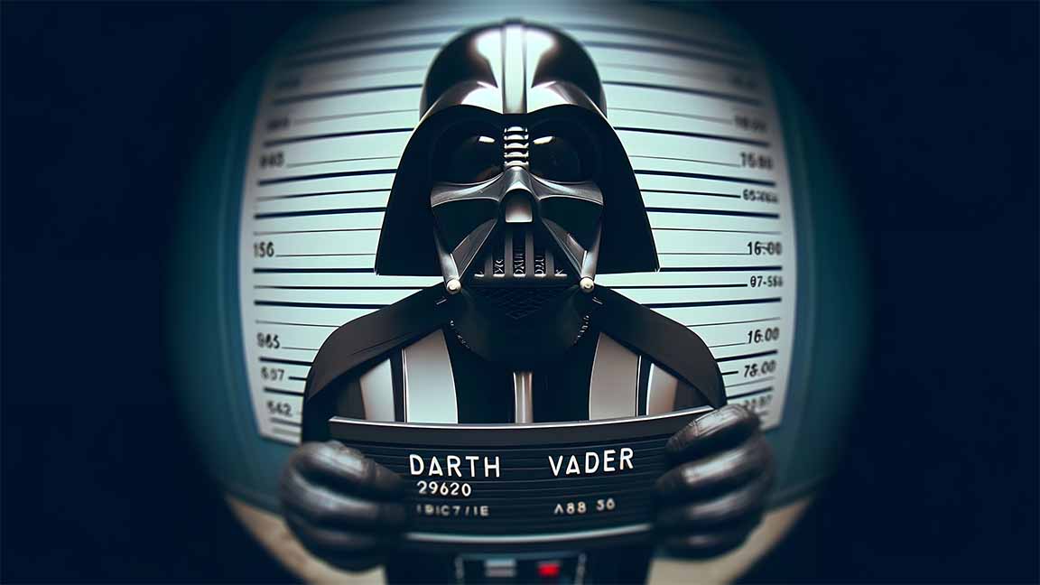 Darth Vader Mugshot Criminal Style Desktop Wallpaper 4K & HD
