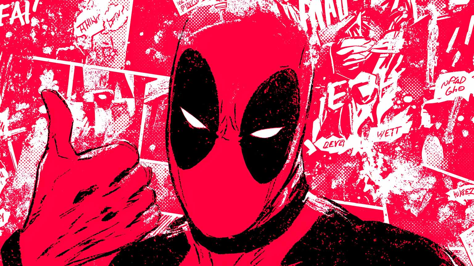 Free Deadpool Close-Up Pop Art Style Desktop Wallpaper 4K