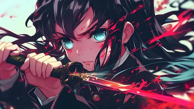 Demon Slayer Muichiro Tokito in Battle Desktop Wallpaper 4K