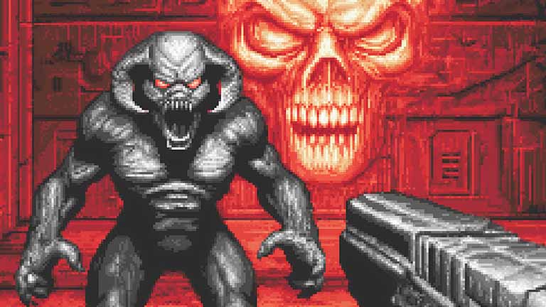 Free Doom Hell Knight Pixel Demon 4K Desktop Wallpaper