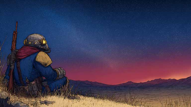 Fallout NCR Trooper Wasteland Stargazing Desktop Wallpaper 4K