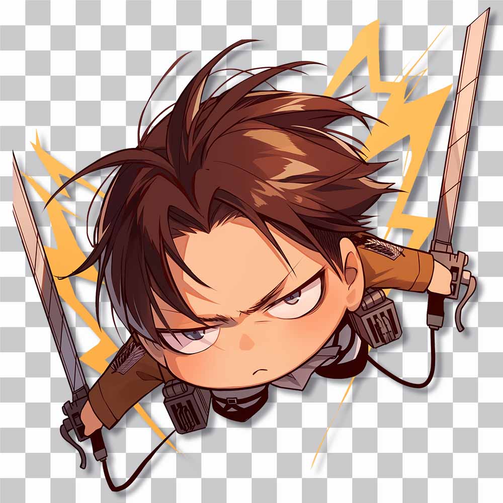 Funny Chibi Eren Attack on Titan Sticker - Free AOT Sticker PNG