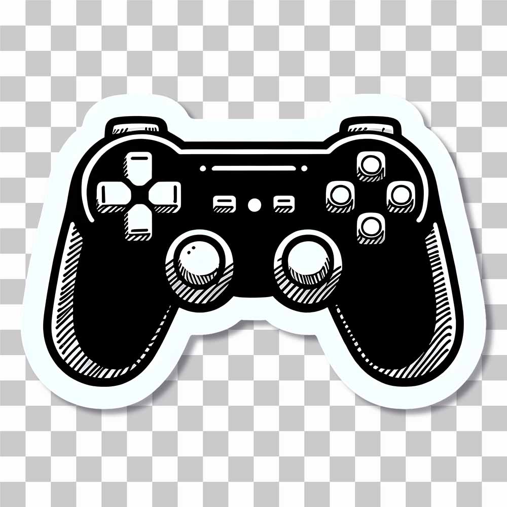 Gaming Controller Hand Drawn Sticker - Retro Gamer Sticker PNG