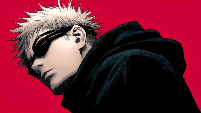 Jujutsu Kaisen Gojo Satoru Red Background Desktop Wallpaper