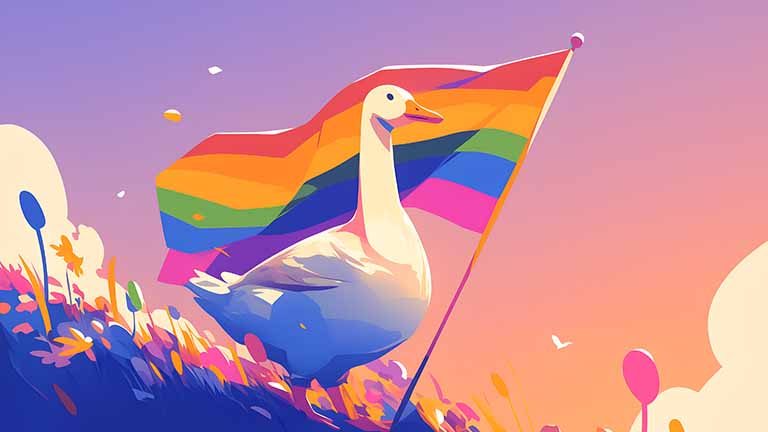 Free Goose Holding Pride Flag Desktop Wallpaper - Pride Wallpaper