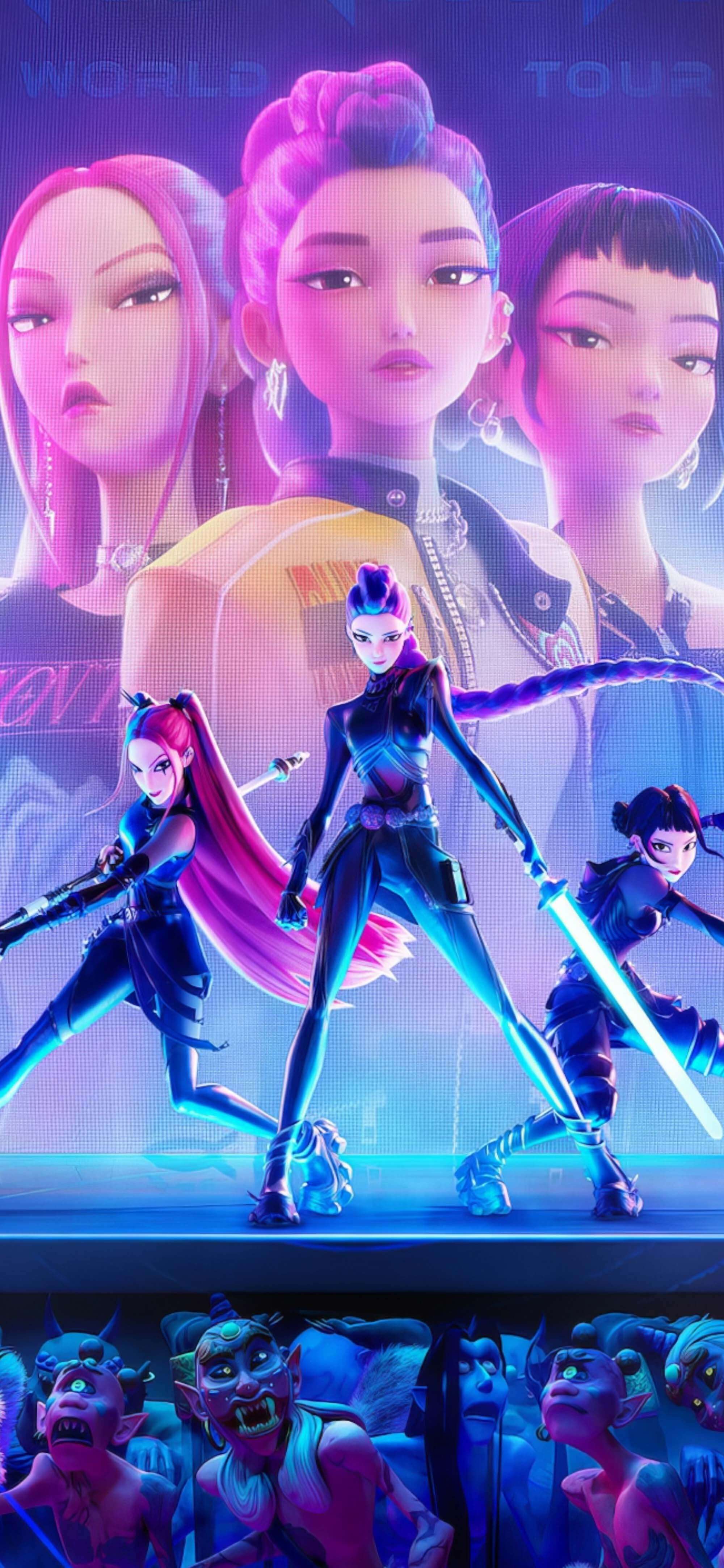 Kpop Demon Hunters Warrior Girls Neon Swords Wallpapers - Wallpapers Clan