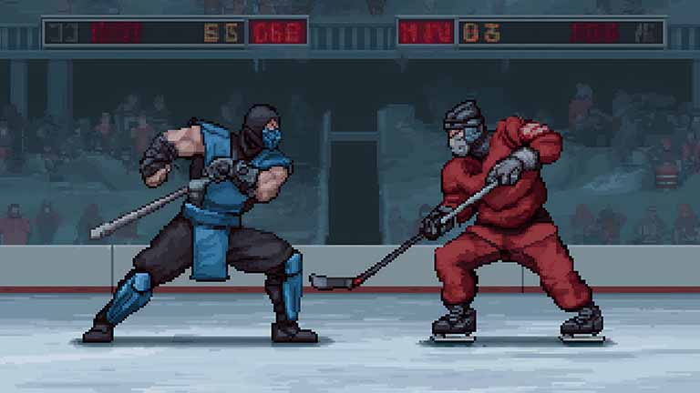 Mortal Kombat Sub-Zero vs Hockey Player Desktop Wallpape