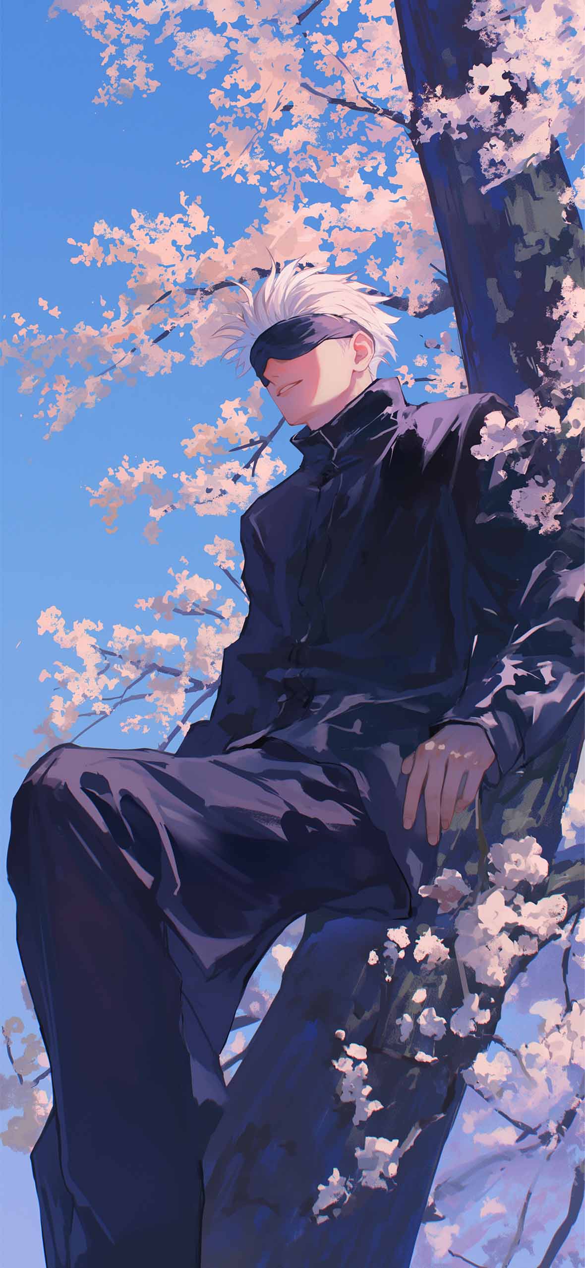 Satoru Gojo Under Sakura Tree JJK Wallpapers - Anime Wallpapers