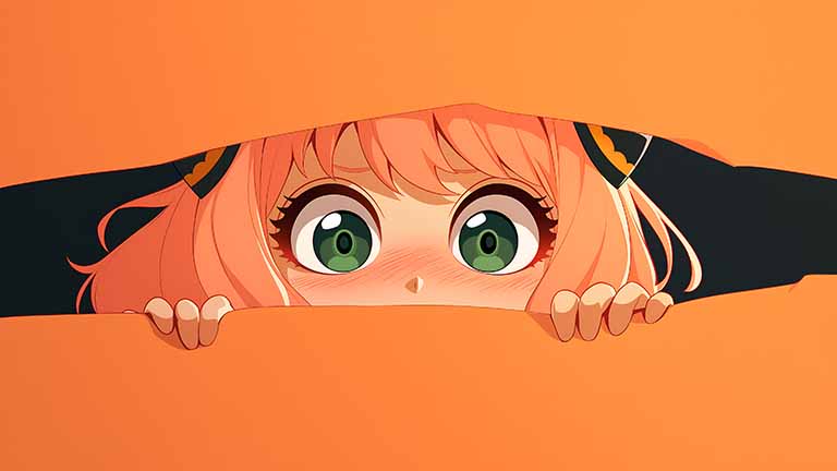 Free Spy x Family Anya Forger Peeking Out Desktop Wallpaper