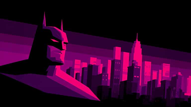 Batman Gotham City Magenta Neon Art Desktop Wallpaper 4K