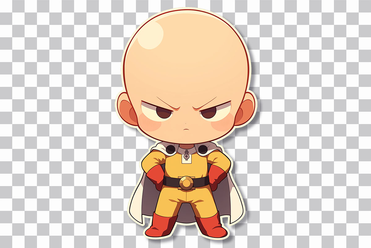 Chibi One Punch Man Angry Saitama Sticker - Superhero Sticker