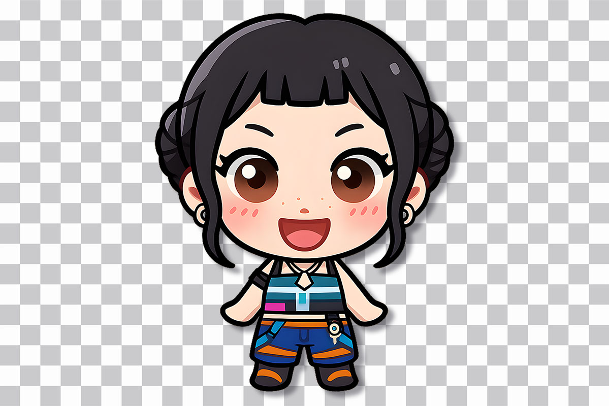 Chibi Zoey Kpop Demon Hunters Sticker - Cartoon Sticker PNG