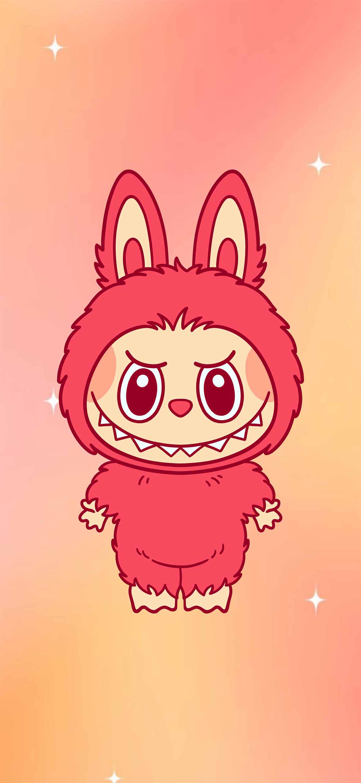 Cute Red Labubu Wallpapers - Minimalist Phone Wallpapers HD