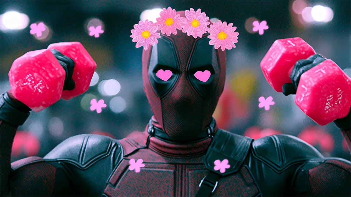 Deadpool Gym Aesthetic Flowers Style Desktop Wallpaper 4K