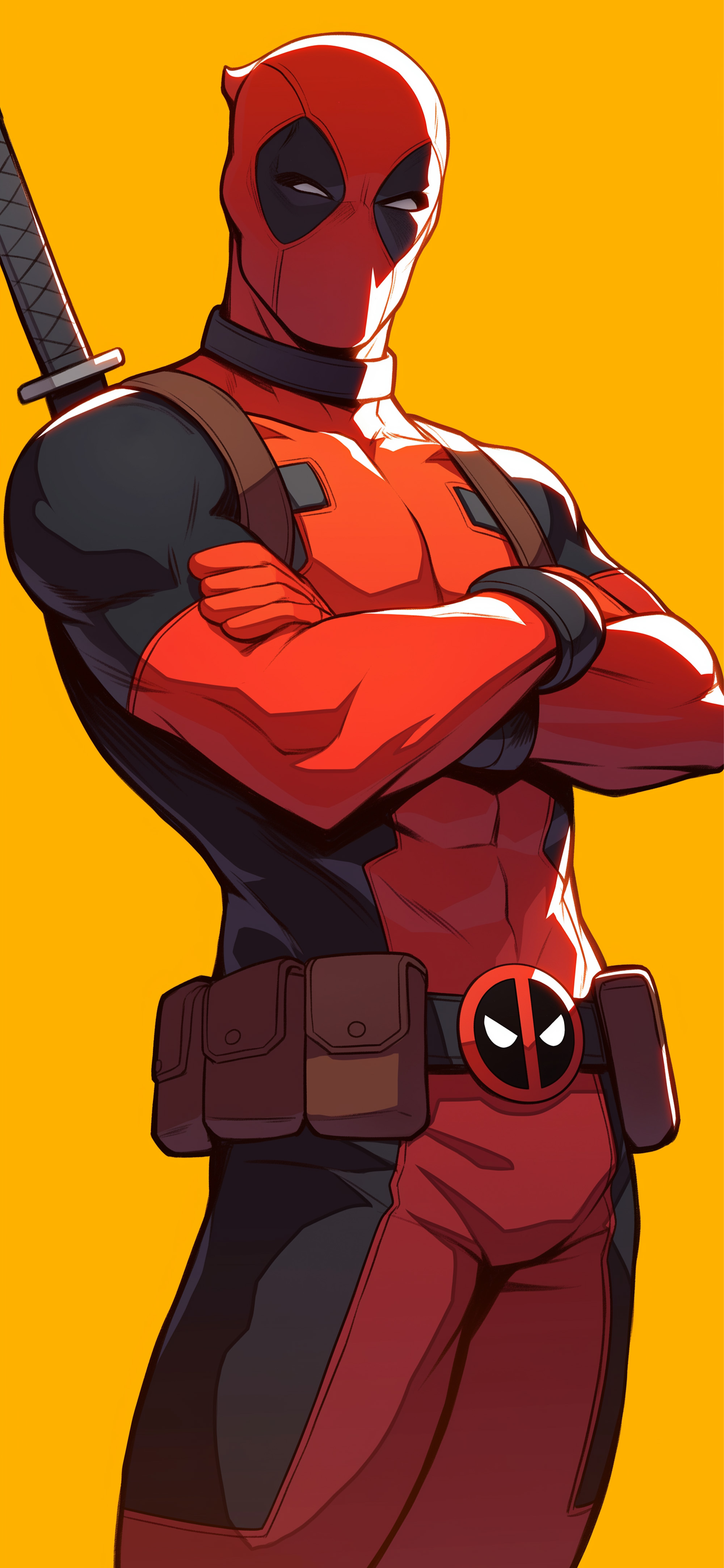 Deadpool Yellow Background Phone Wallpapers - Marvel Wallpapers