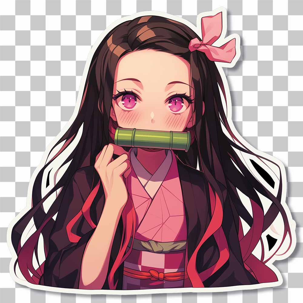 Demon Slayer Beautiful Nezuko Sticker - Anime Girl Sticker PNG