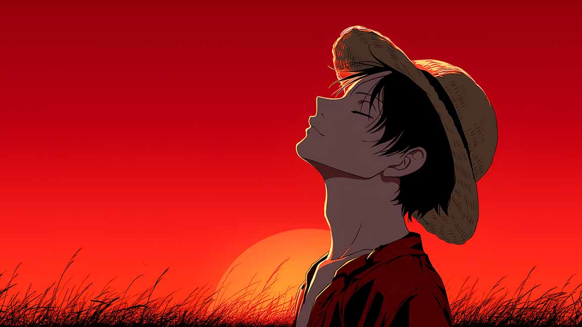 Epic Luffy One Piece Sunset Anime Desktop Wallpaper 4K & HD