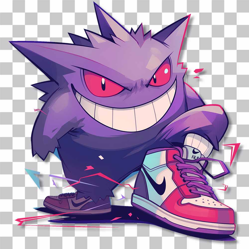 Gengar Nike Sneaker Left Sticker - Pokémon Sticker PNG