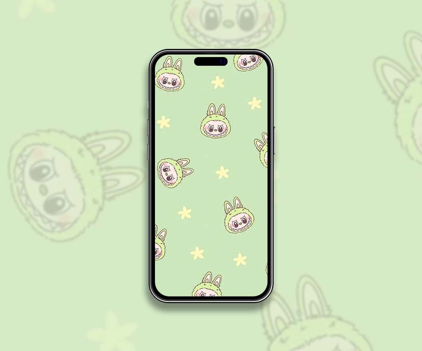 Green Labubu Pastel Cute Pattern Wallpapers - Toys Wallpapers