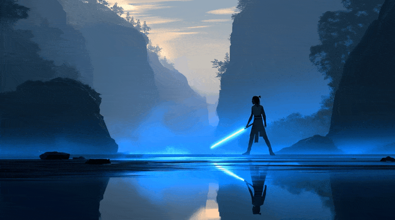 Jedi Blue Lightsaber Duel GIF Wallpaper - Download in HD