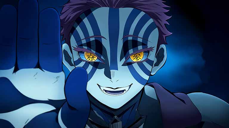 Kimetsu no Yaiba Akaza Close-Up 4K Desktop Wallpaper