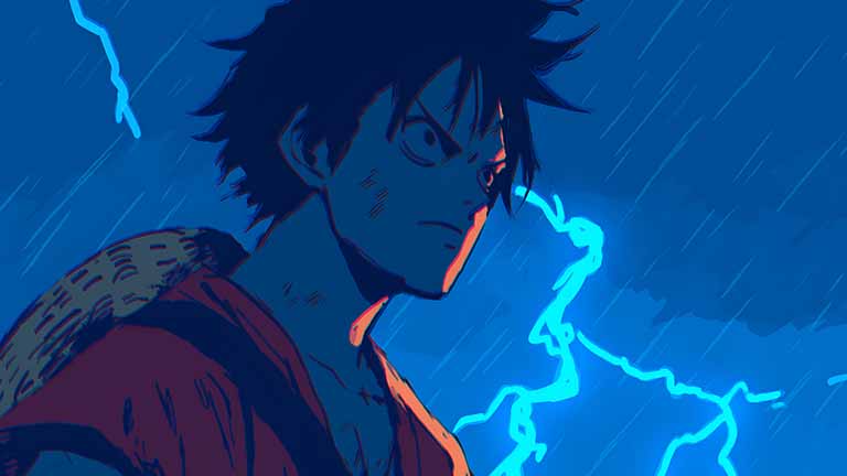 Luffy One Piece Lightning Storm Animated GIF Wallpaper HD