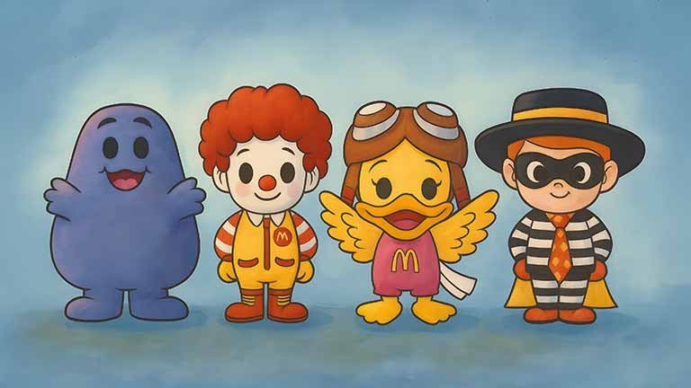 McDonald’s Mascots in a Cute Drawing Style Desktop Wallpaper