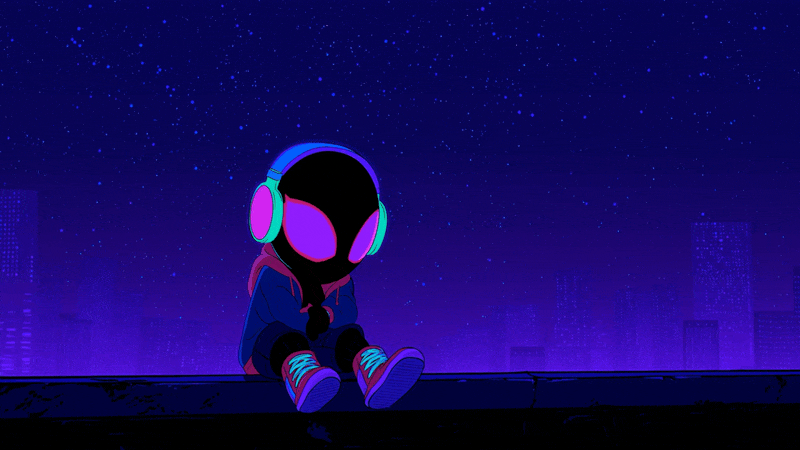 Miles Morales Night City 🎧 Spider-Verse GIF Wallpaper for PC HD