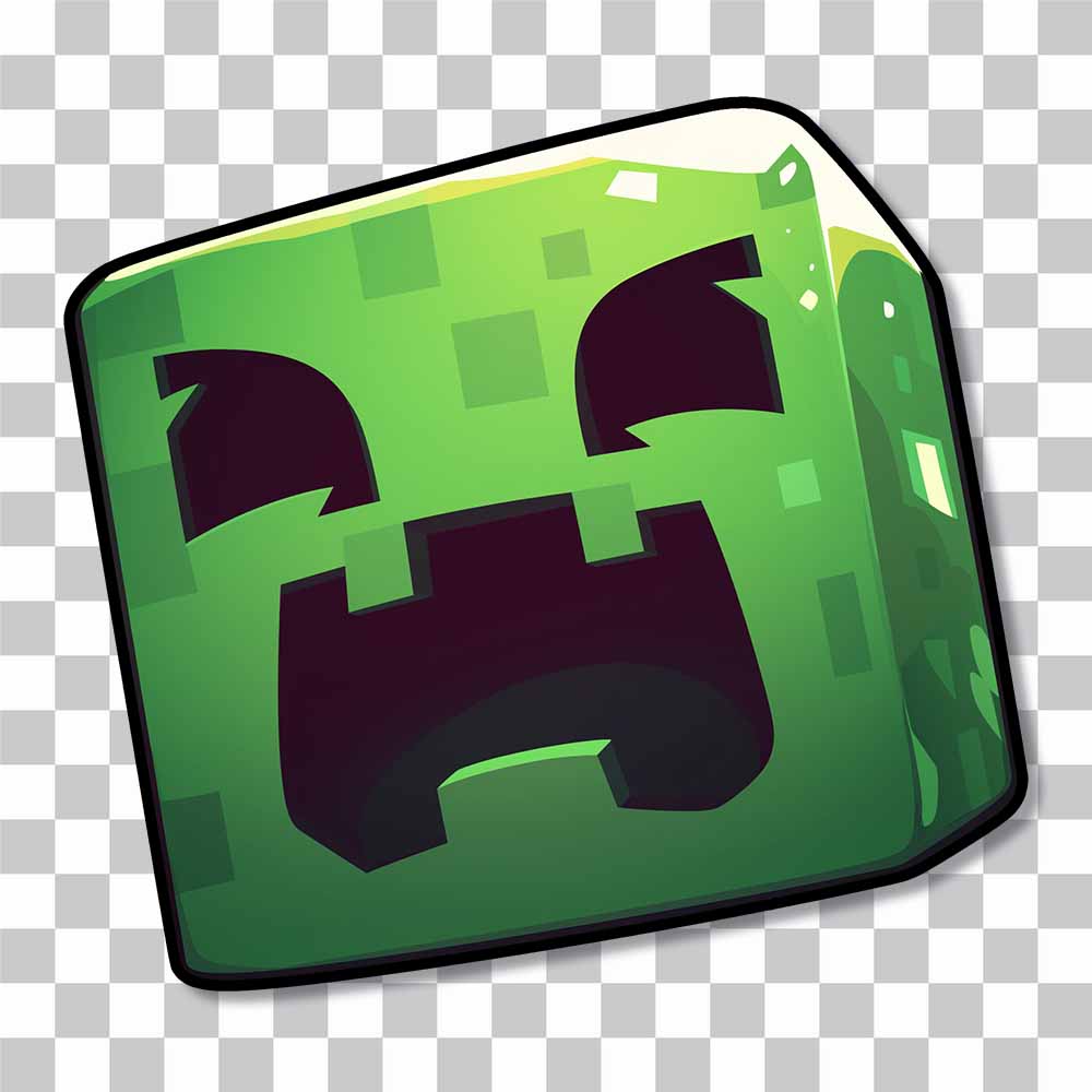 Minecraft Creeper Square Sticker - Cool Games Sticker PNG