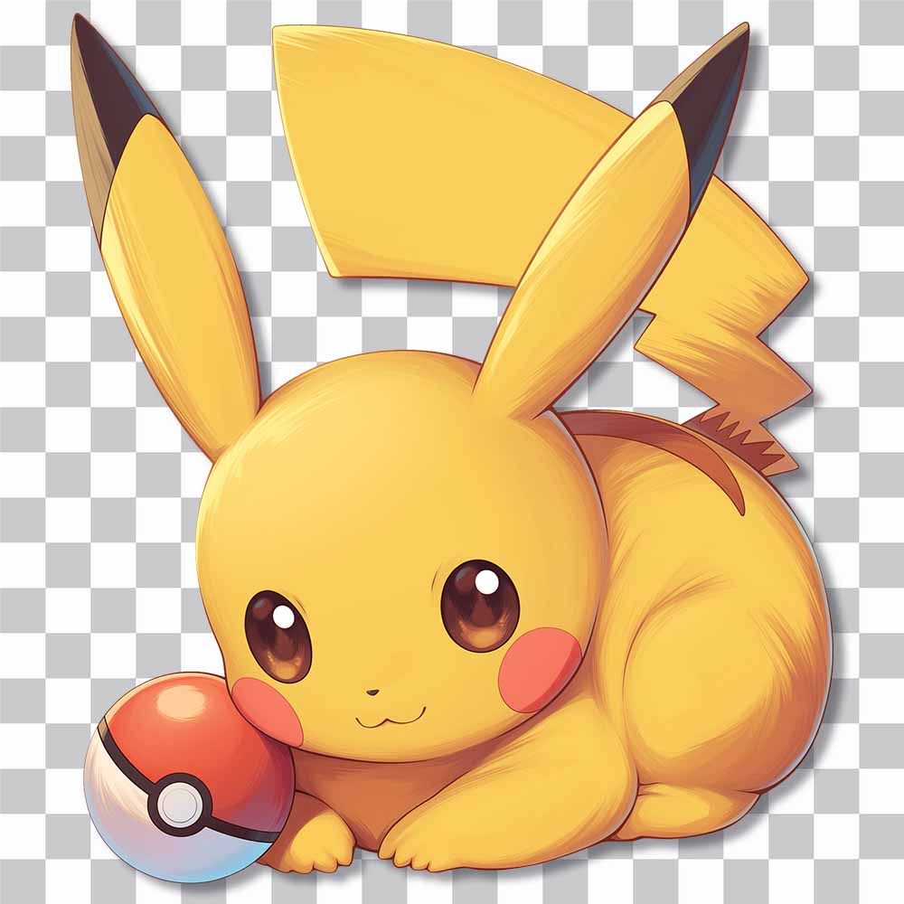 Pikachu Lying With Pokeball Sticker - Free Pokemon Sticker PNG