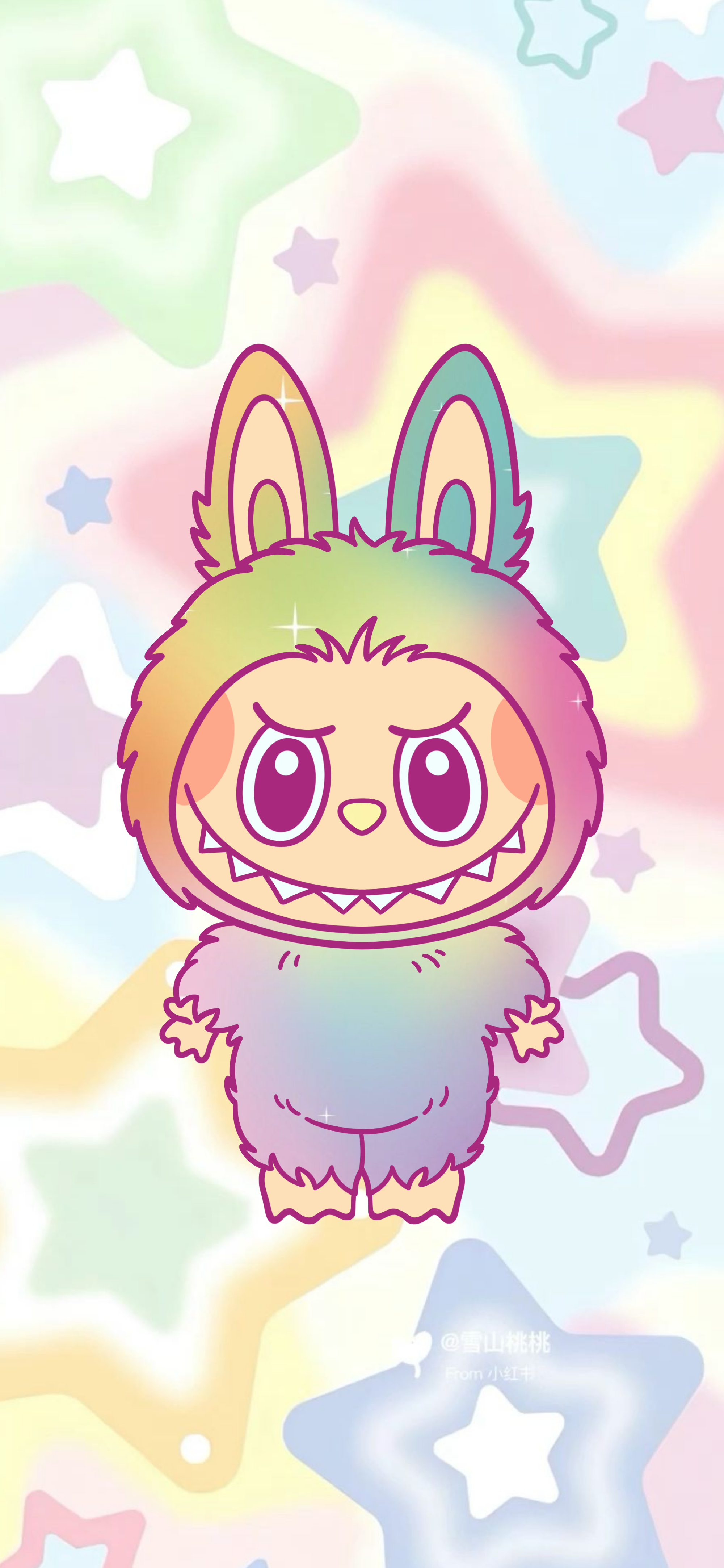 Rainbow Pastel Labubu Doll Wallpapers - Cute Toy Wallpapers HD