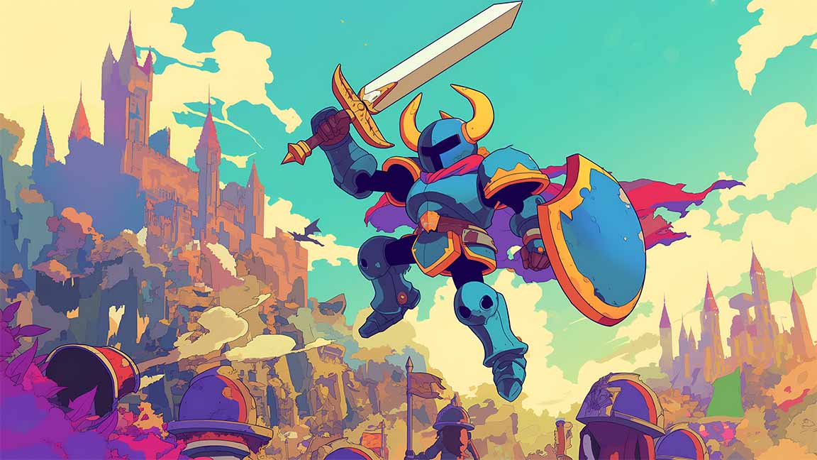 Cool Knight Epic Jump Retro Game Desktop Wallpaper 4K & HD