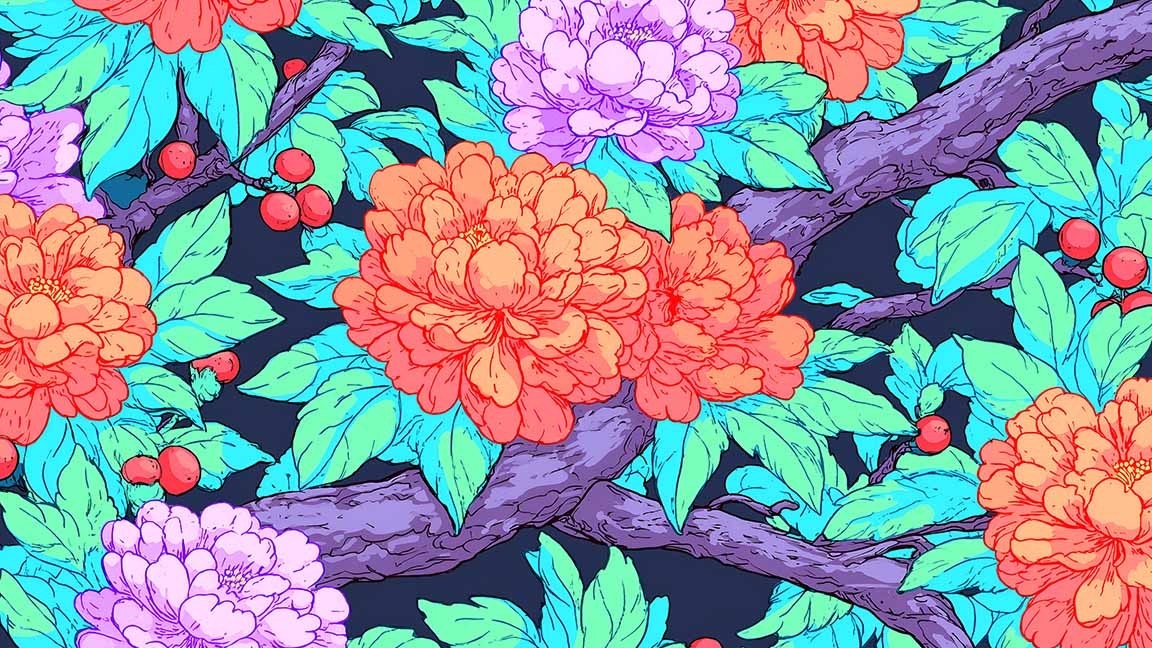 Vintage Japanese Floral Pattern Desktop Wallpaper - 4K Wallpapers