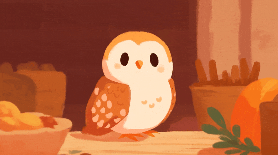 Adorable Barn Owl Autumn Colors GIF Desktop Wallpaper 4k