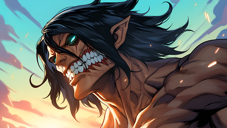 Free Attack on Titan Eren Burning Titan Spirit Desktop Wallpaper