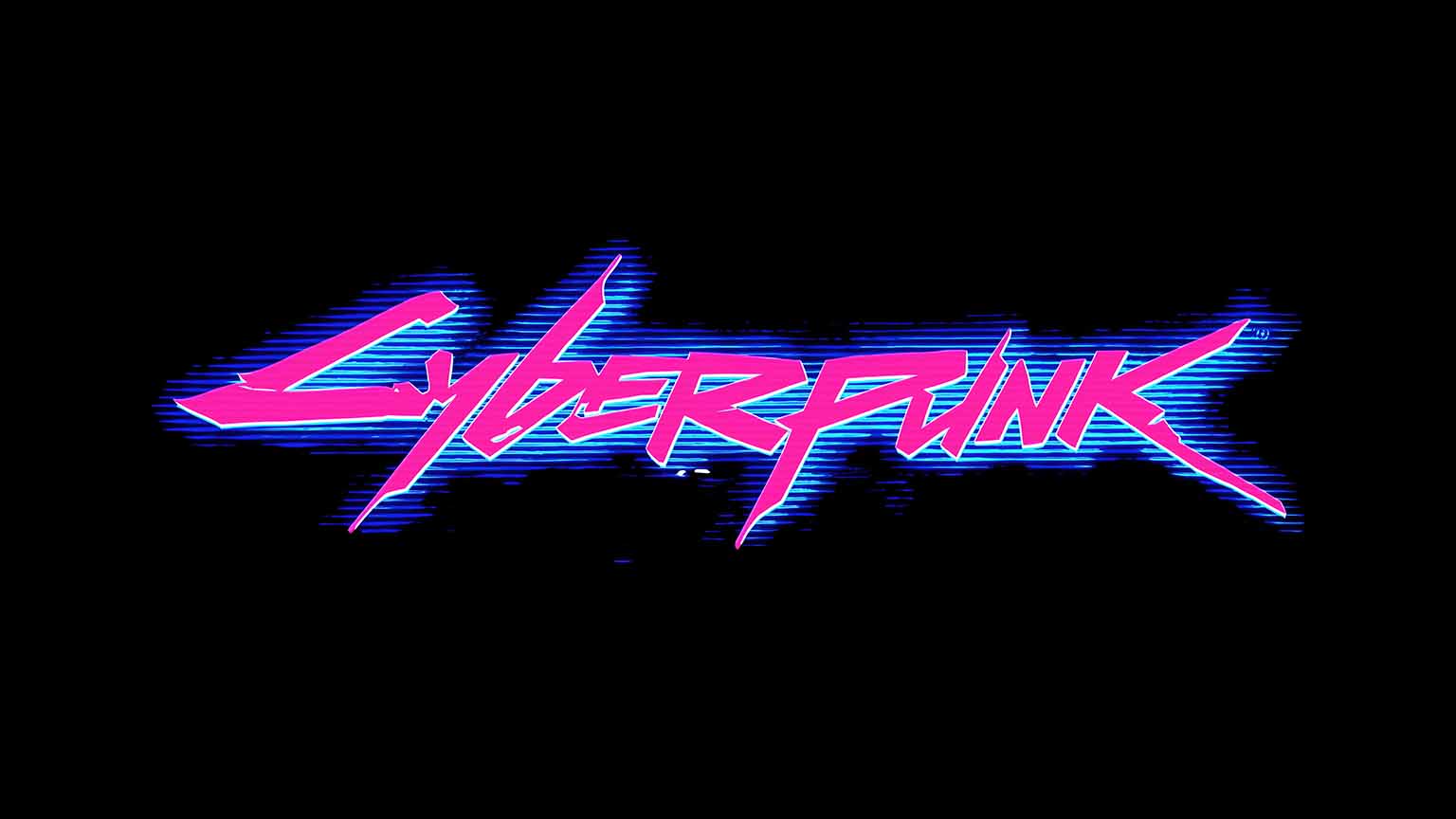 Cyberpunk 2077 Logo Neon Pink Glitch Blue Desktop Wallpaper