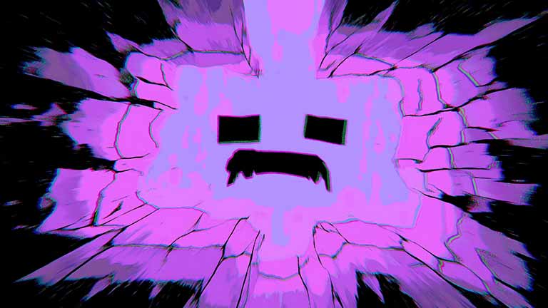 Glitch Art Creeper Face Exploding Neon Colors Desktop Wallpaper