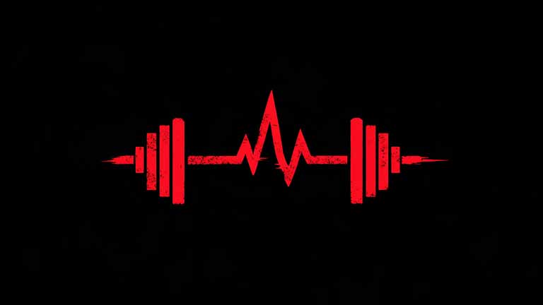 Gym Fitness Barbell Heartbeat Red Desktop Wallpaper 4K
