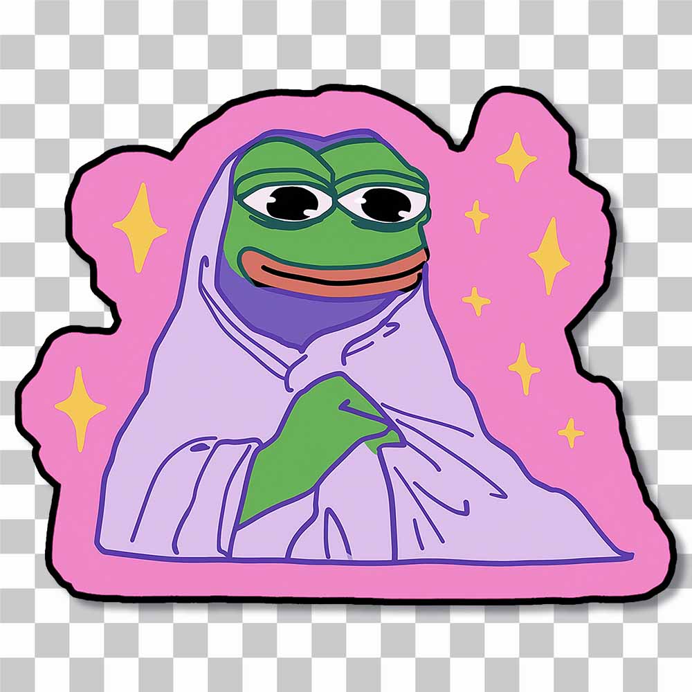 Meme Pepe Frog Blanket Pink Sticker - Adorable PNG Sticker