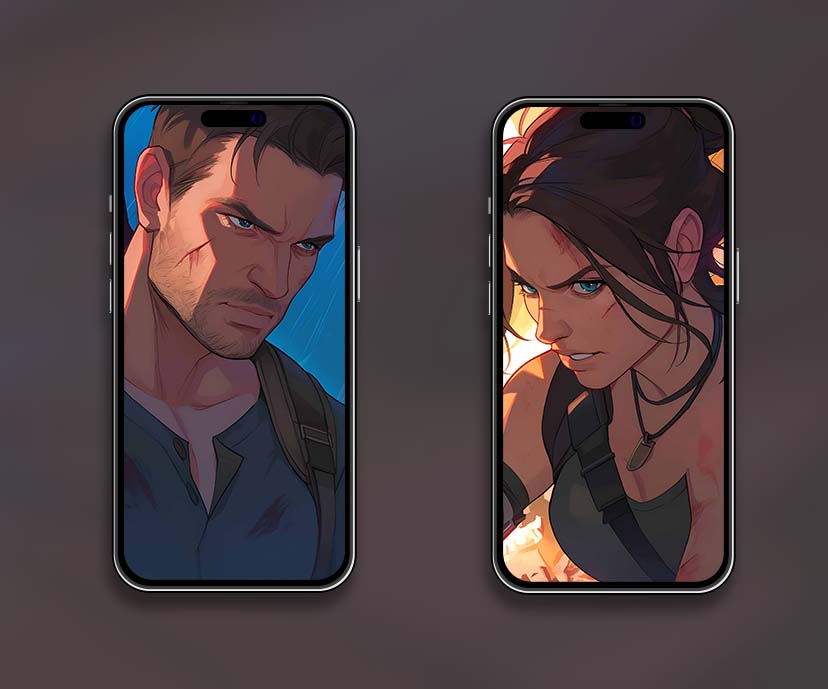 Nathan Drake & Lara Croft Adventure Matching Wallpapers iPhone